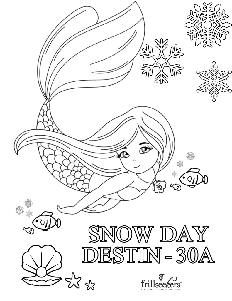 Destin 30A Snow Day FREE Coloring Sheet – Frill Seekers Gifts